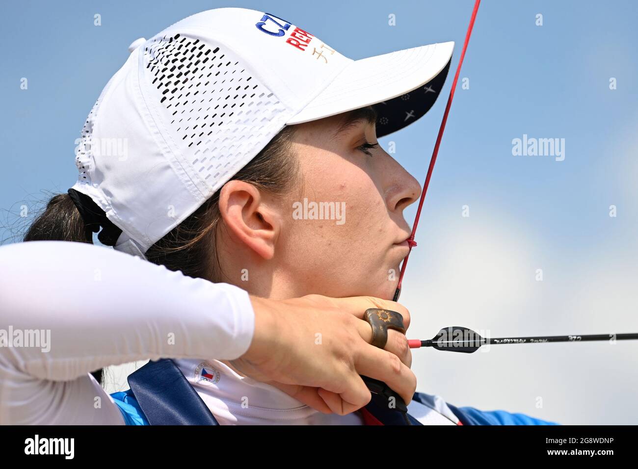 Czech archer Marie Horackova shoots in qualification during the 2020 ...