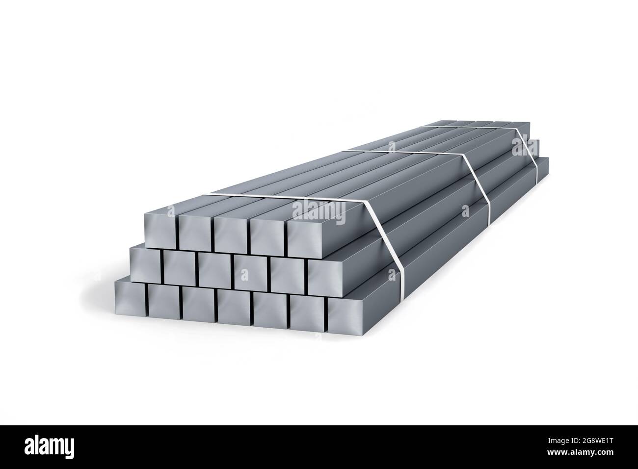 Stack of aquare bars isolated on white background - 3d render Stock ...