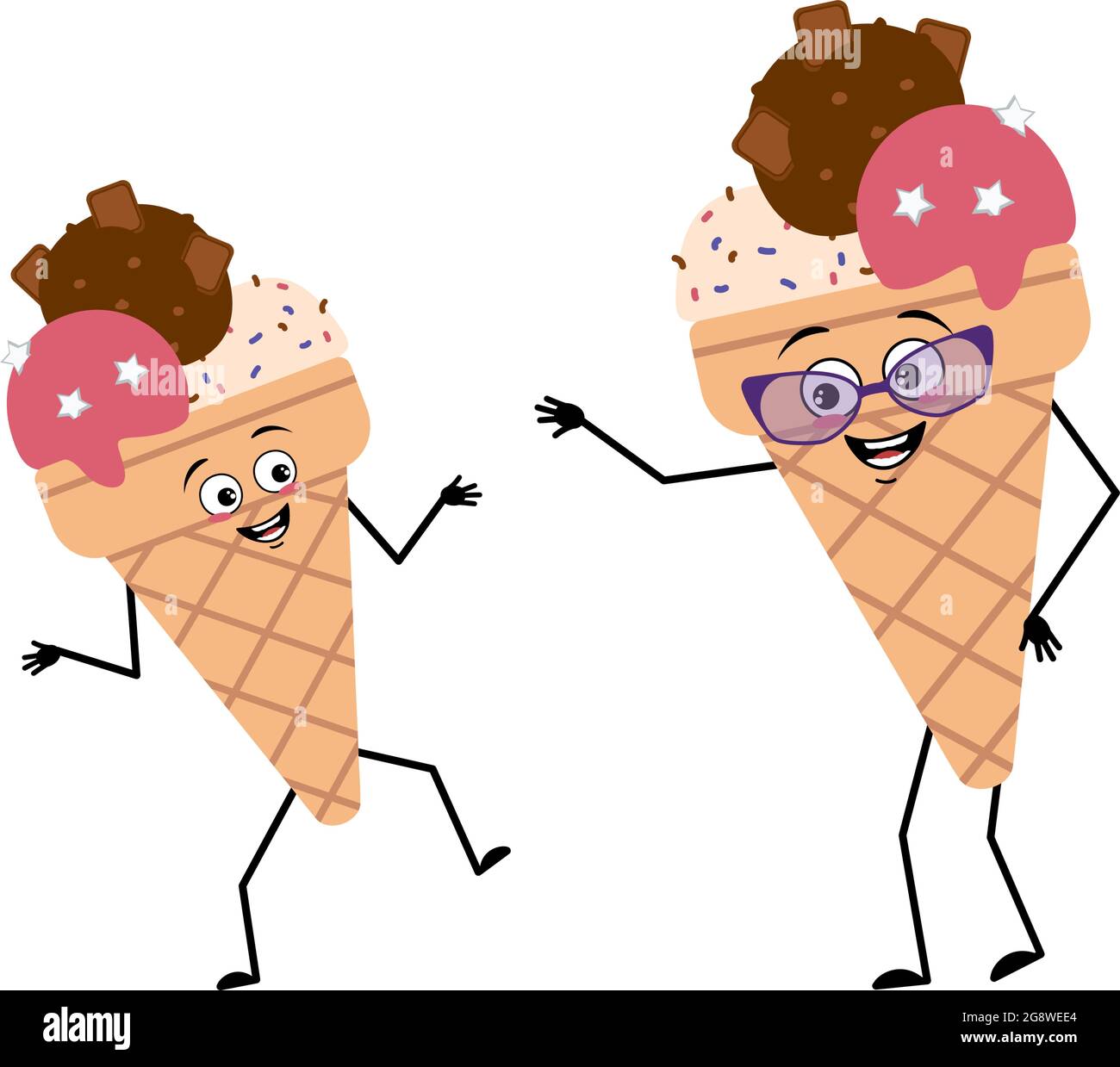 Cute ice cream character with joyful emotions Stock Vector Image & Art ...