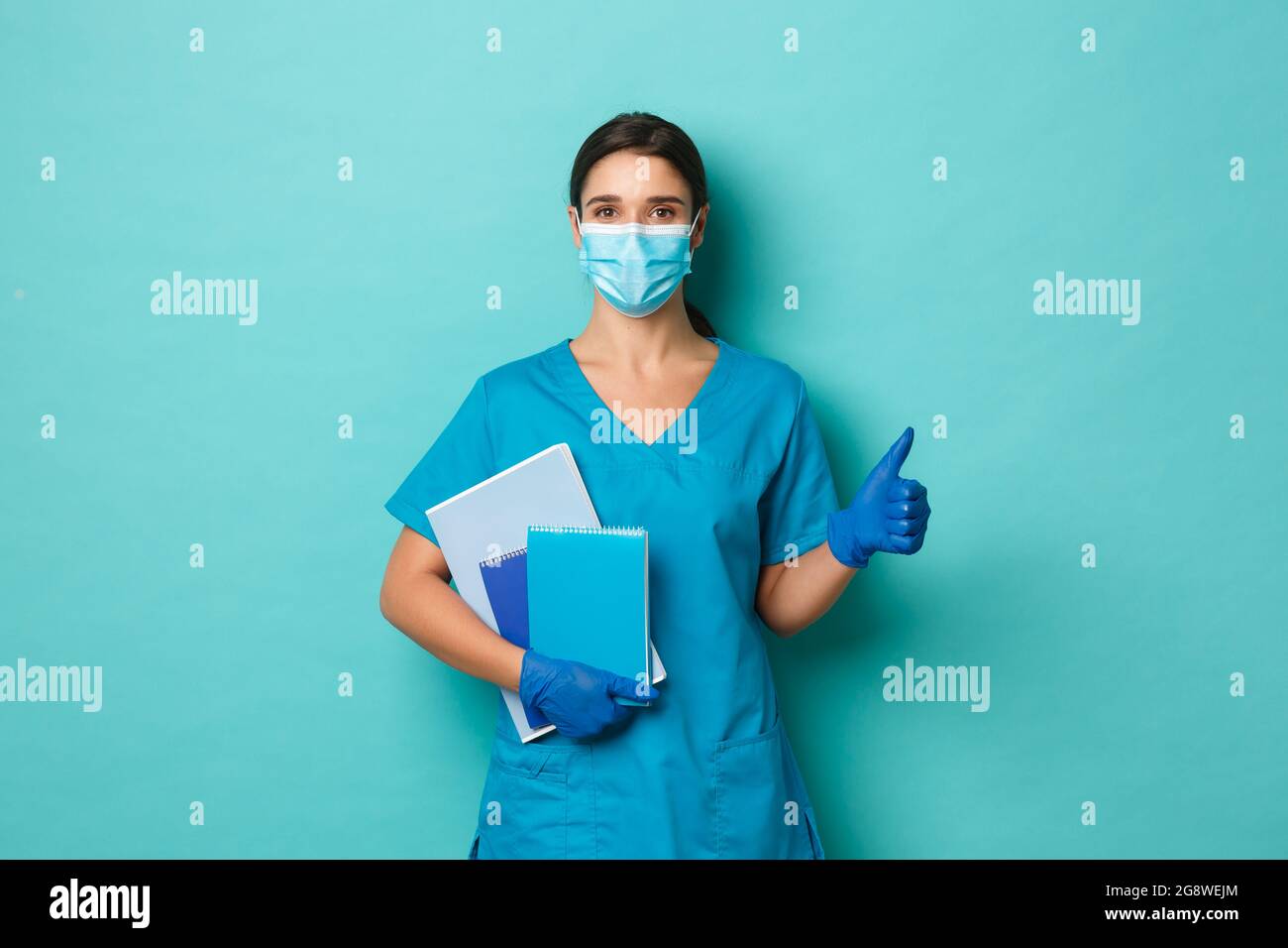 Covid-19, pandemic and medicine concept. Image of confident female ...