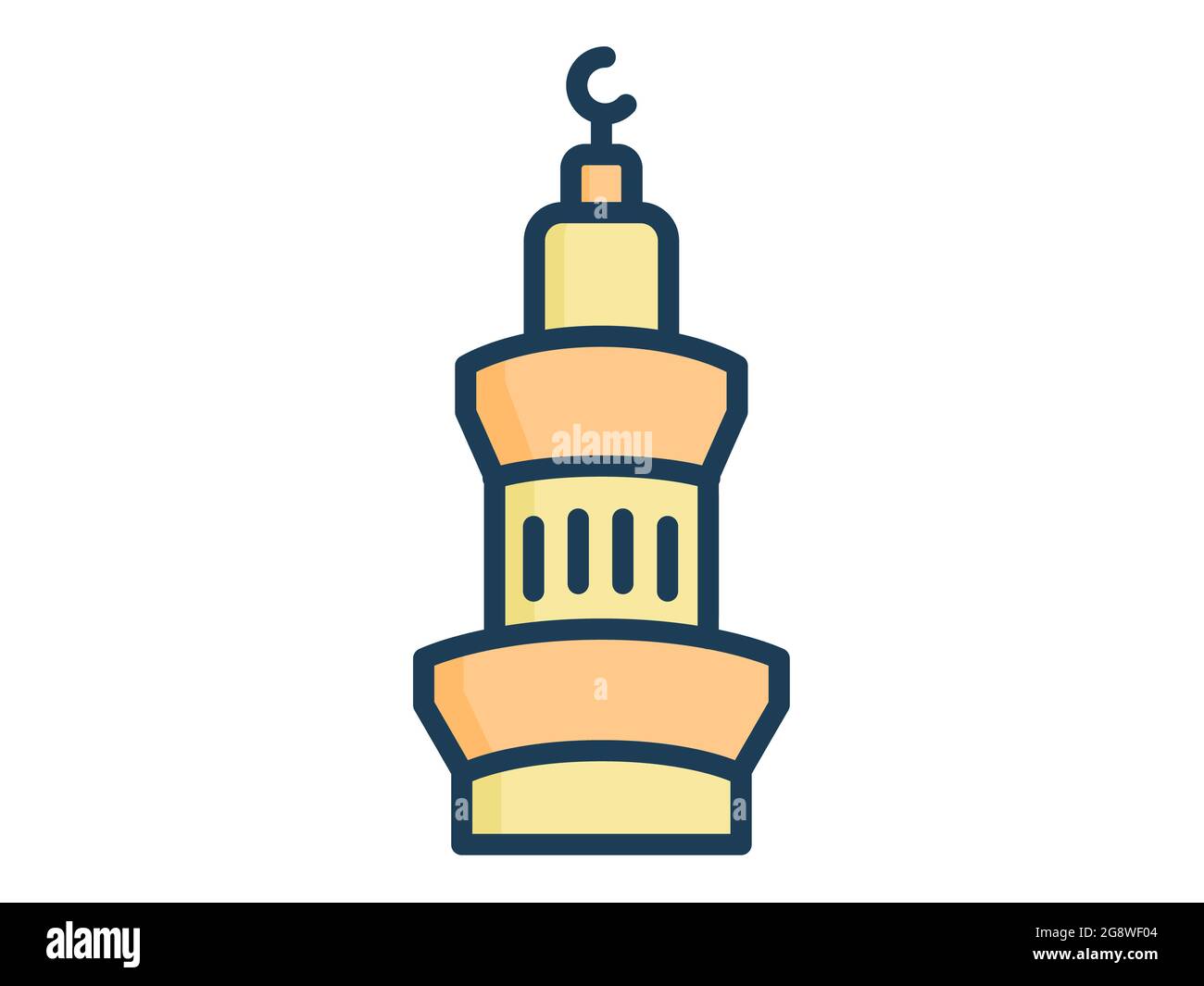 islamic tower building single isolated icon with filled line style ...
