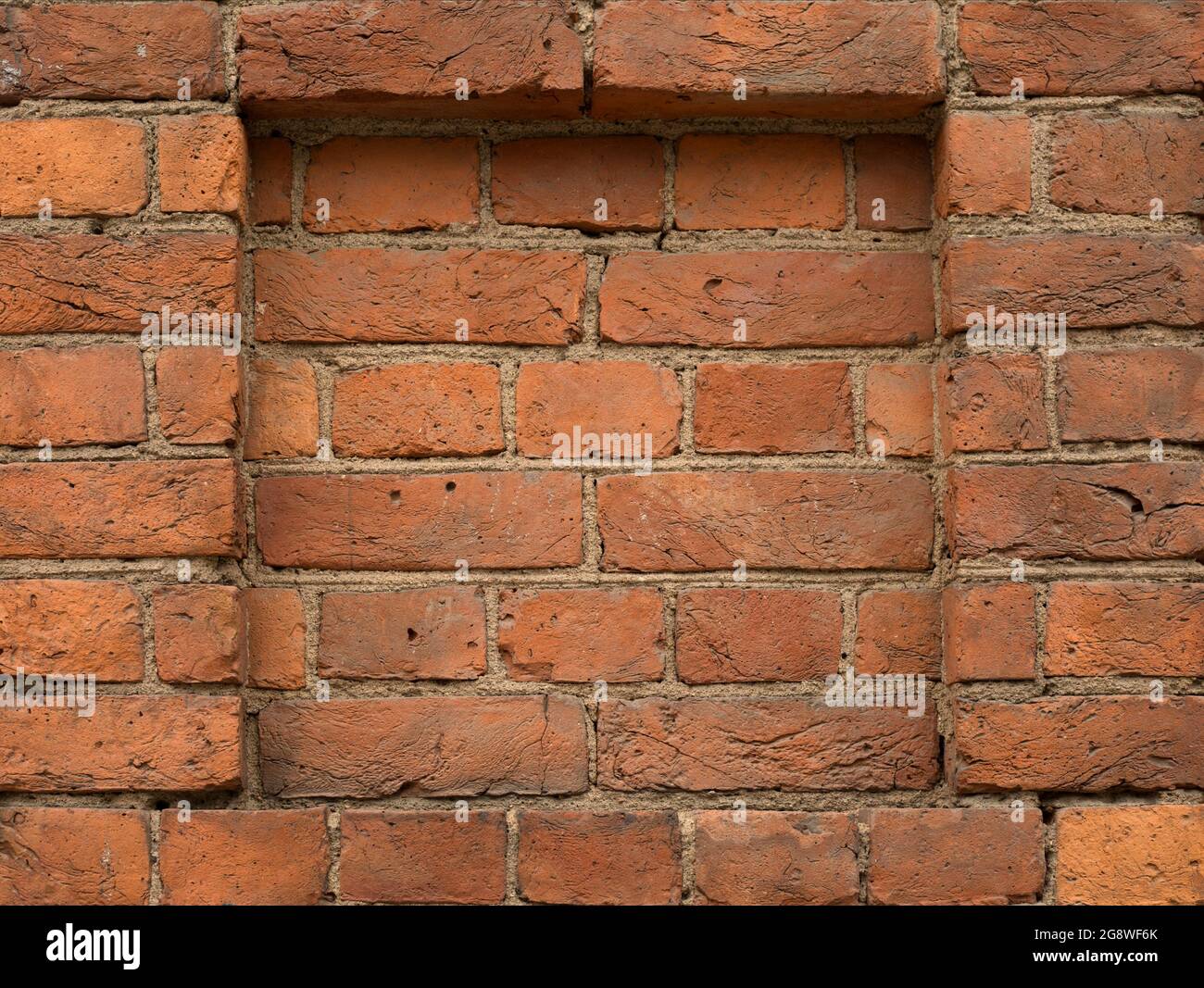 Red brick square frame. Old wall Stock Photo - Alamy