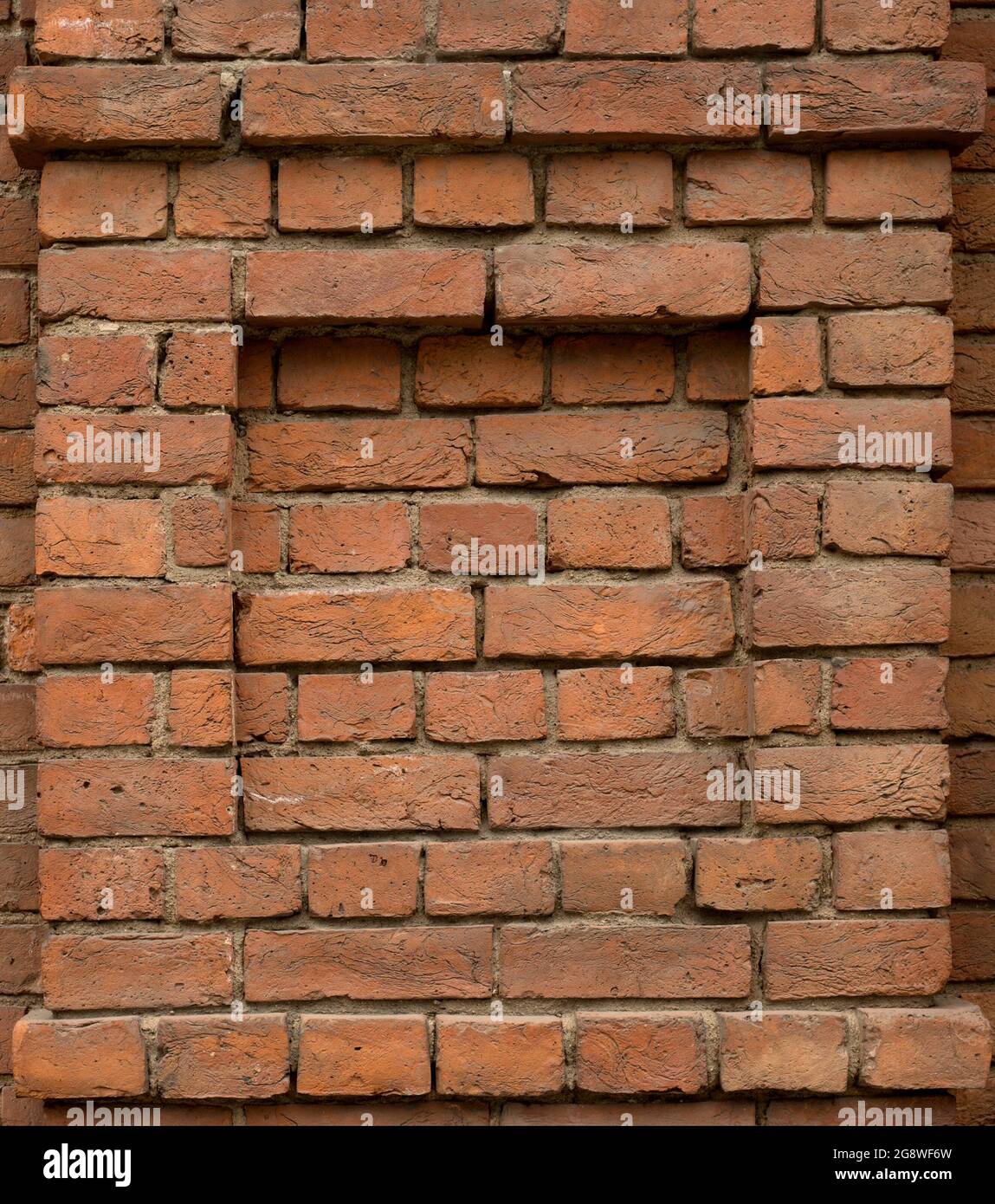 Red brick square frame. Old wall Stock Photo - Alamy