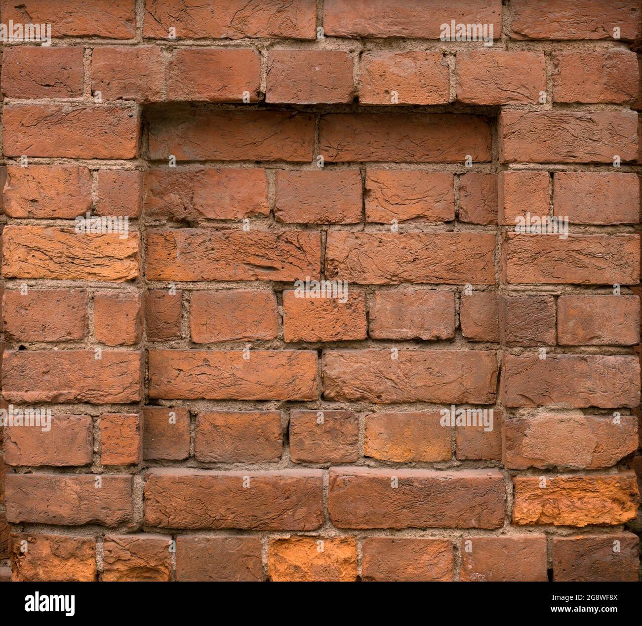 Red brick square frame. Old wall Stock Photo - Alamy