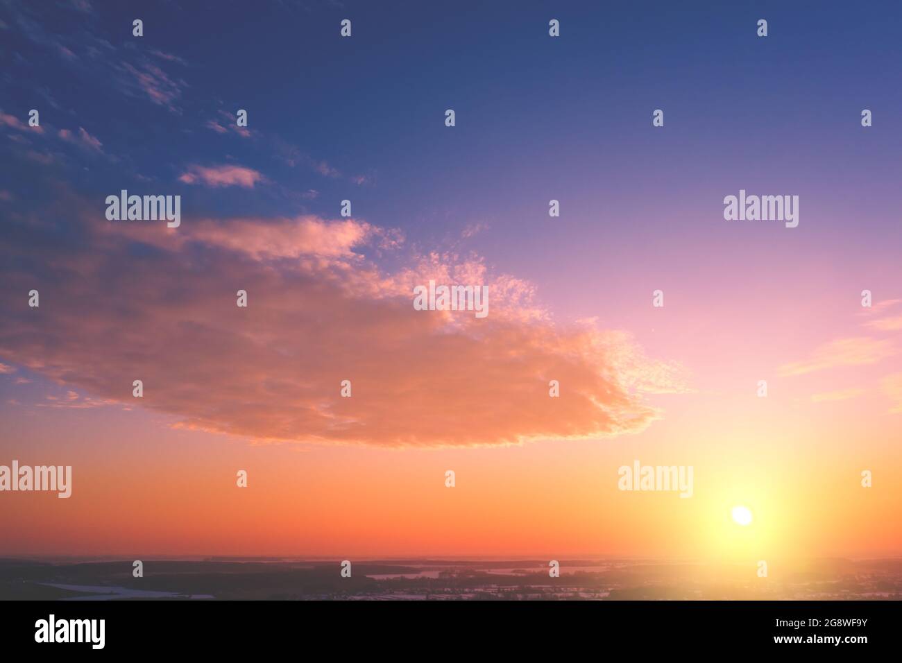 Beautiful cloud over the countryside at sunset. Sky texture. Abstract ...