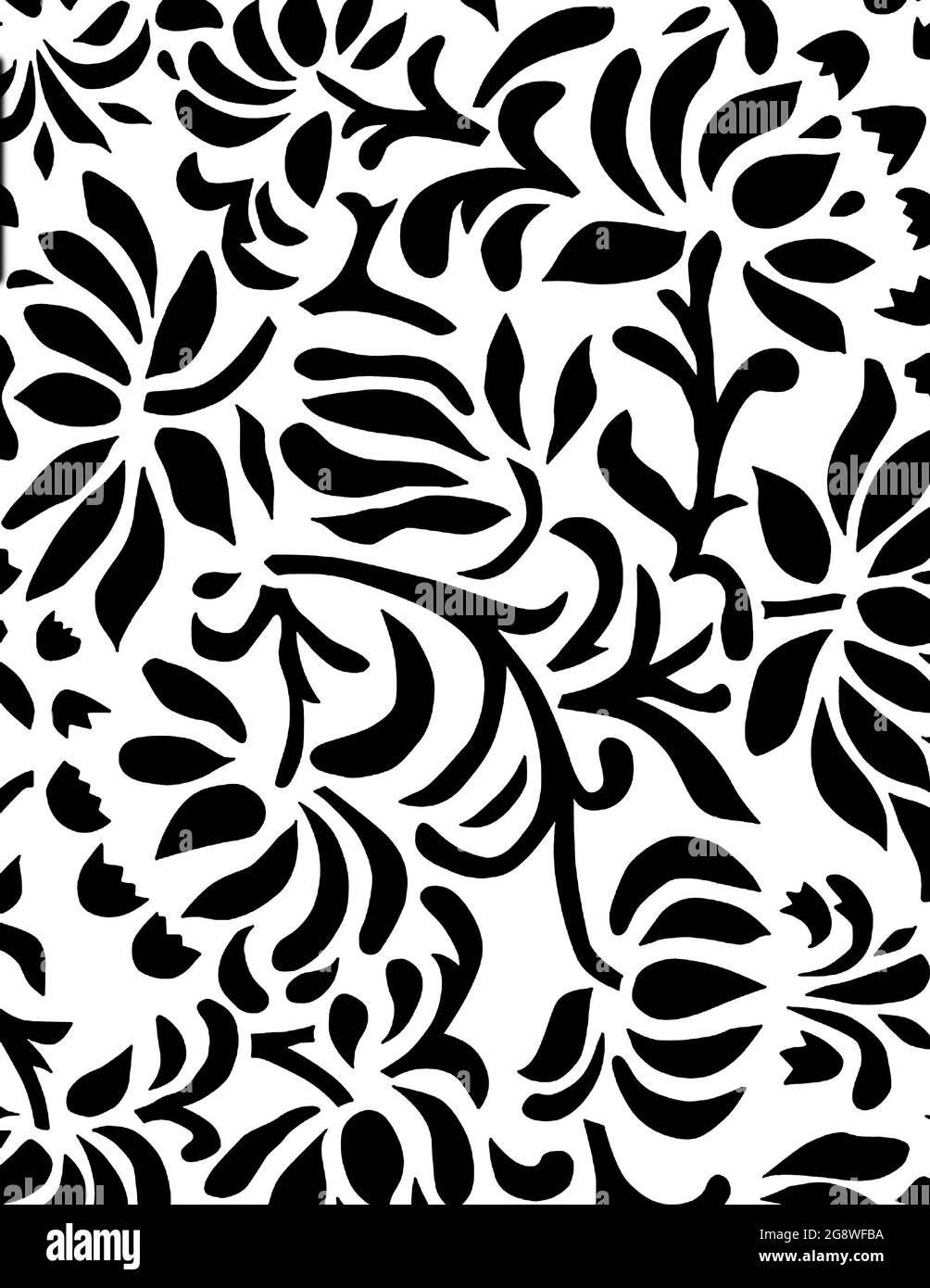 Abstract of seamless leaf and stem patterns isolated on a white ...