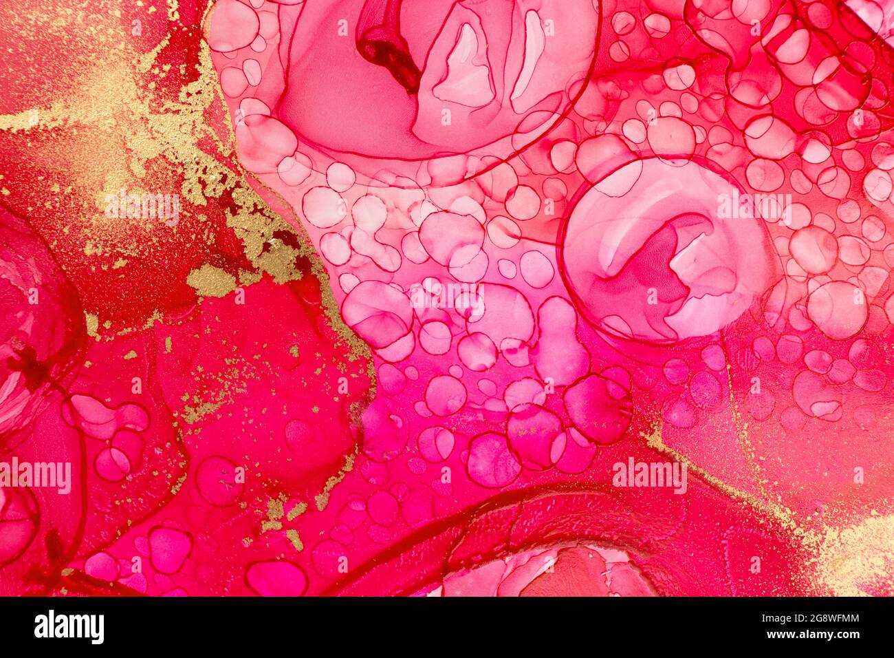 Abstract red watercolor ink gradient drops with golden glitter Stock ...