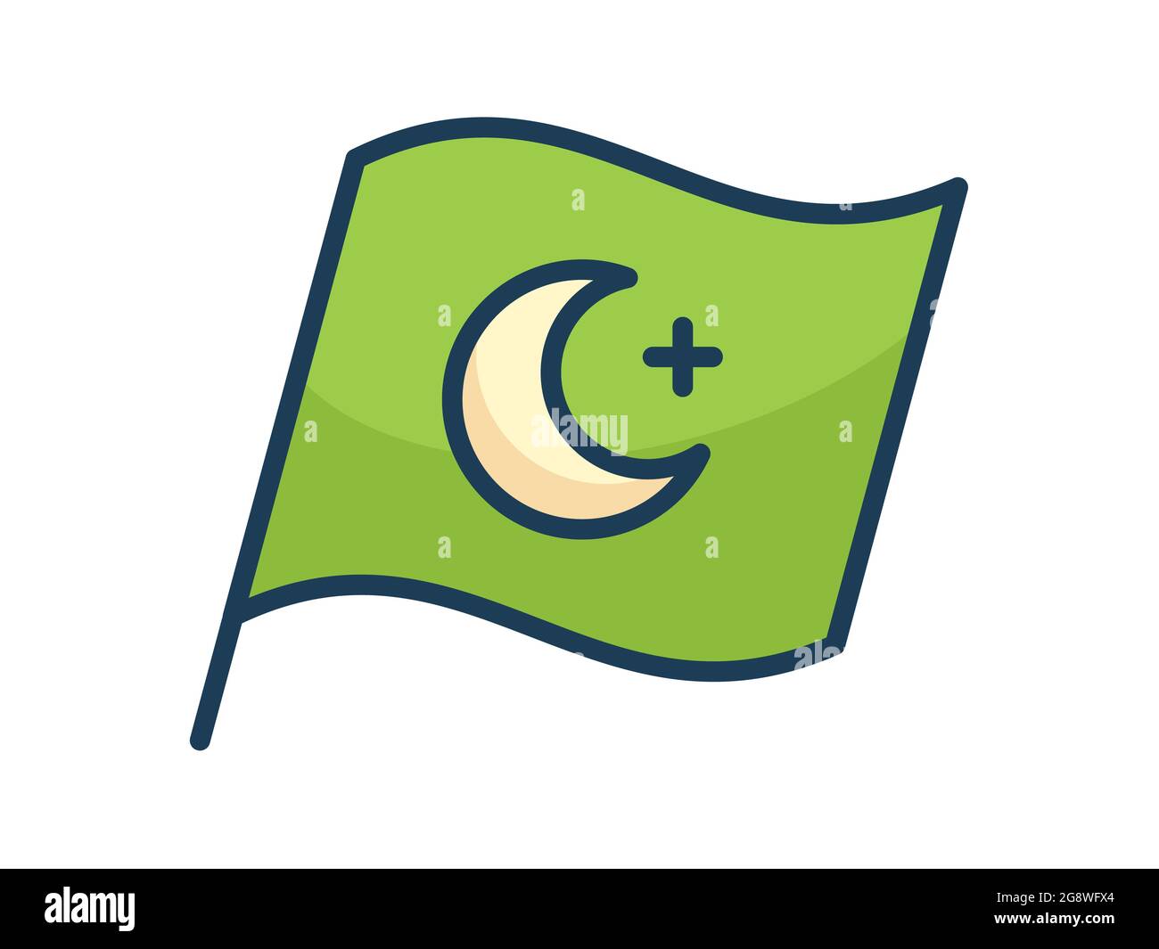 islamic flag single isolated icon with filled line style vector ...