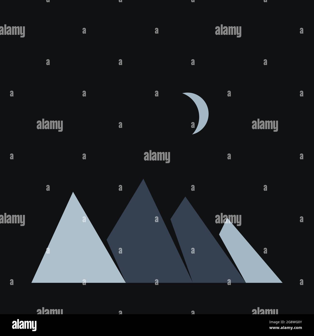 Geometric Mountains silhouette generative art poster illustration Stock ...