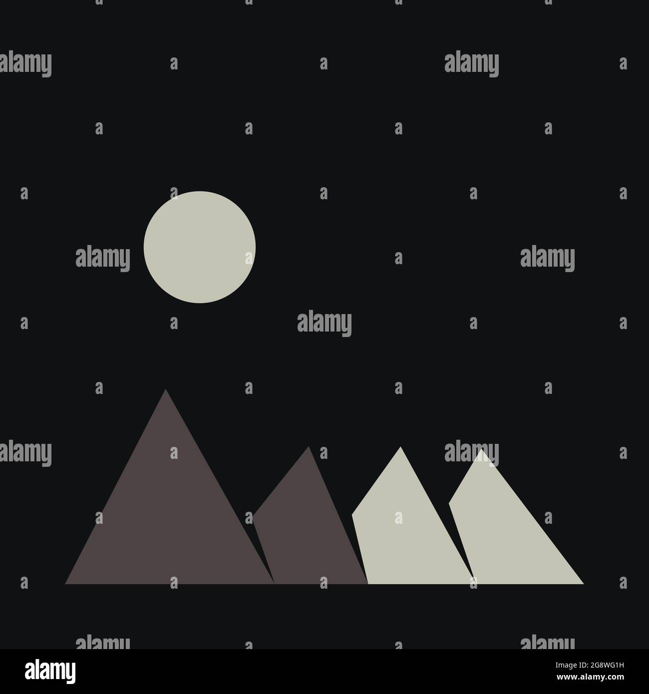 Geometric Mountains silhouette generative art poster illustration Stock ...
