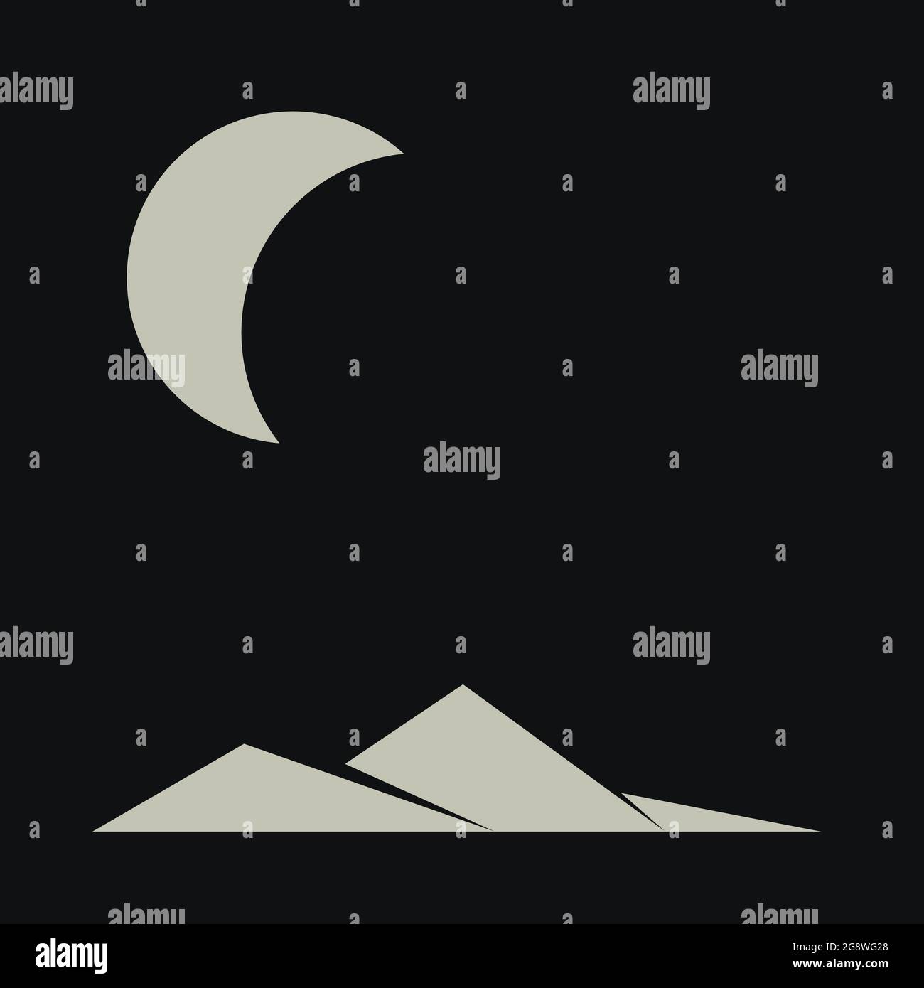 Geometric Mountains silhouette generative art poster illustration Stock ...