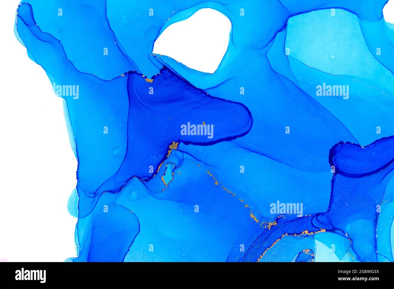 Alcohol ink blue transparent background. Ocean style watercolor drops ...