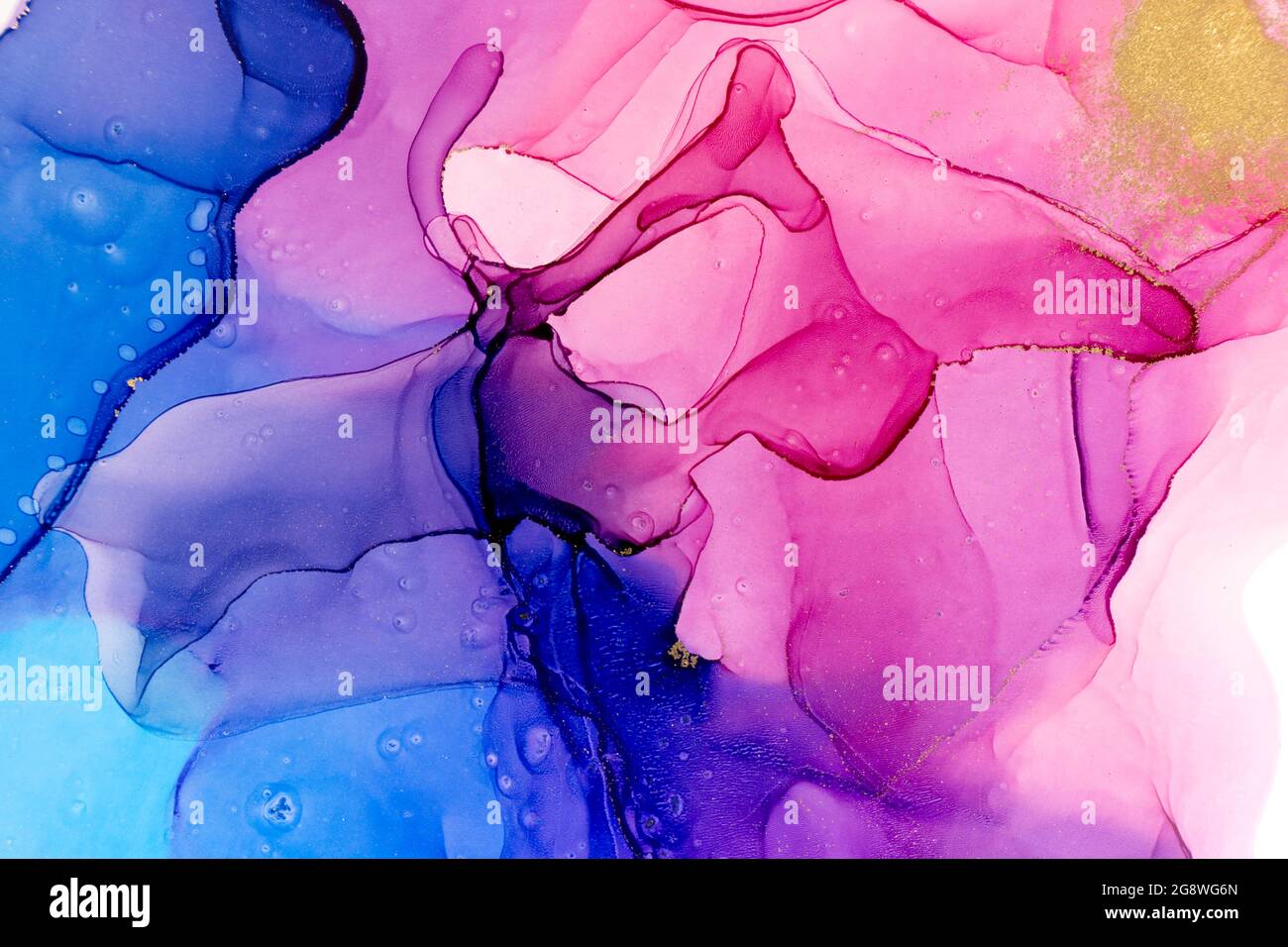 Abstract watercolor pink and violet gradient pattern with gold glitter ...