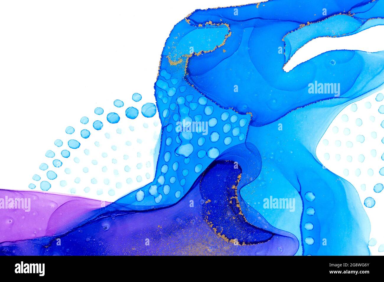 Watercolor blue dots and stains on white background Stock Photo - Alamy