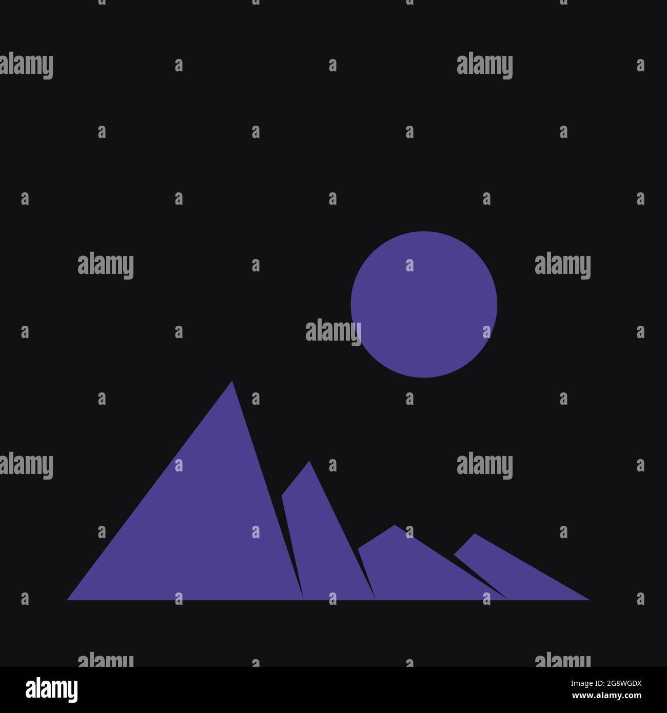 Geometric Mountains silhouette generative art poster illustration Stock ...