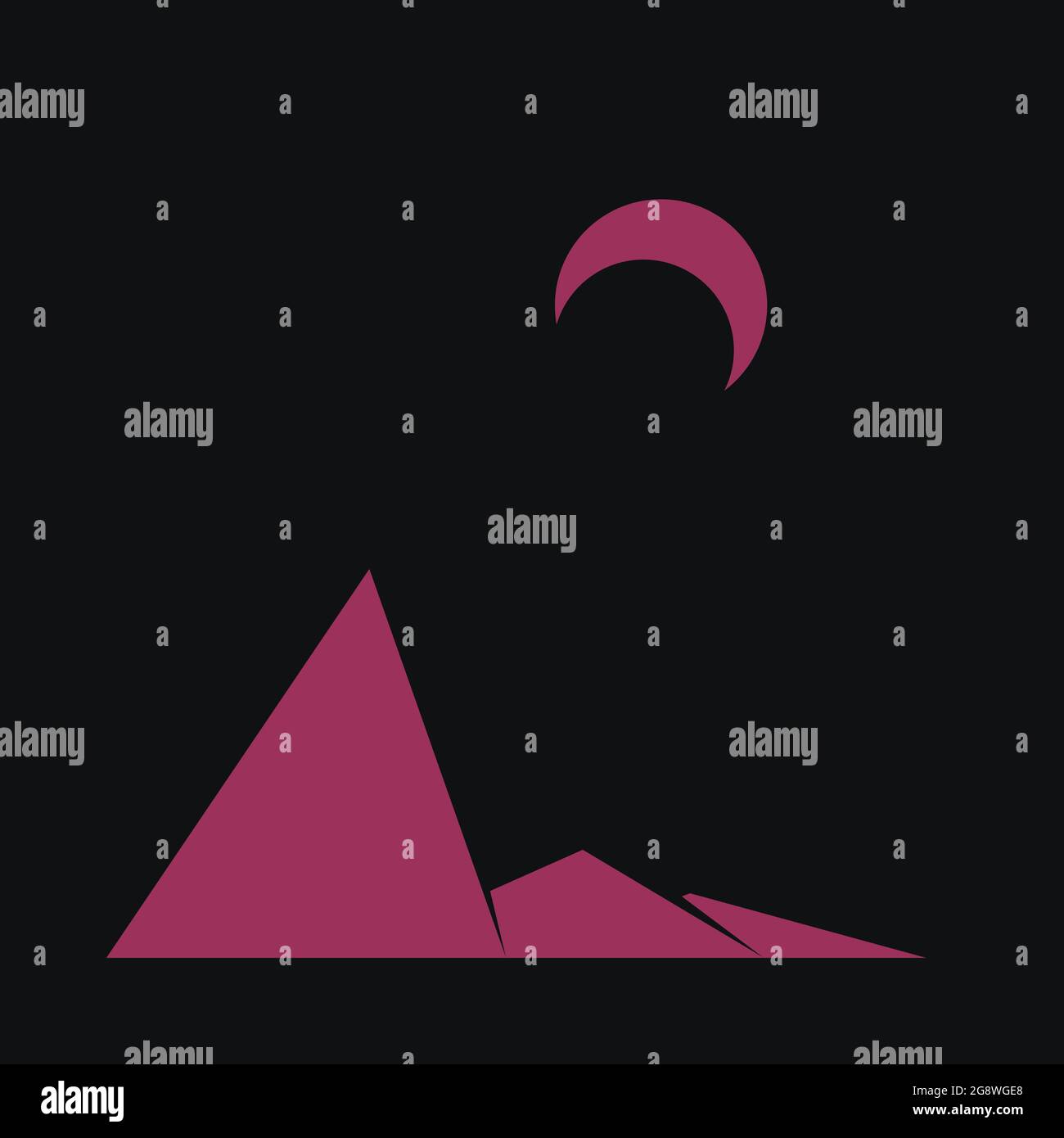 Geometric Mountains silhouette generative art poster illustration Stock ...