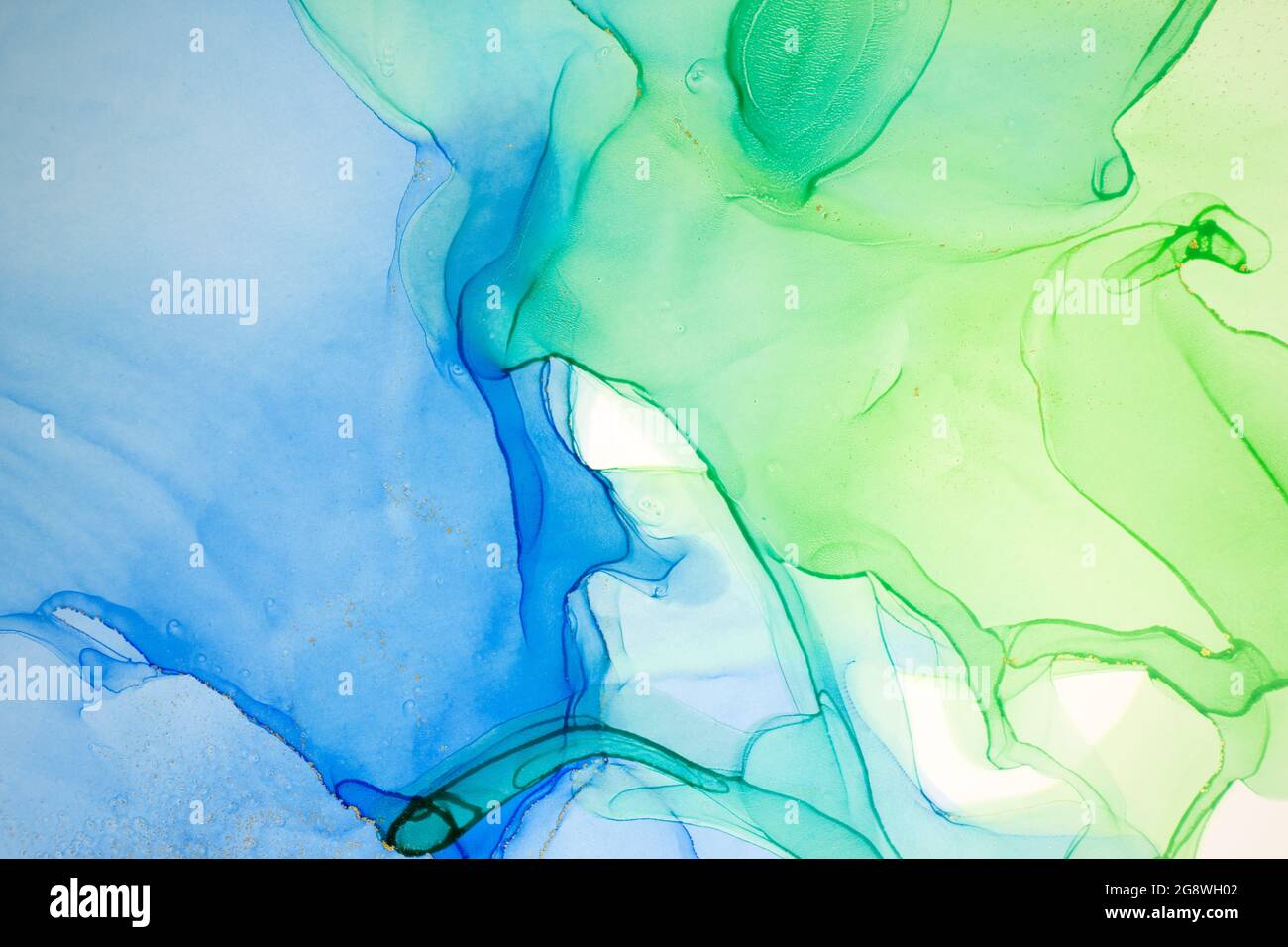 Watercolor green and blue abstract stains background. Ink gradient ...