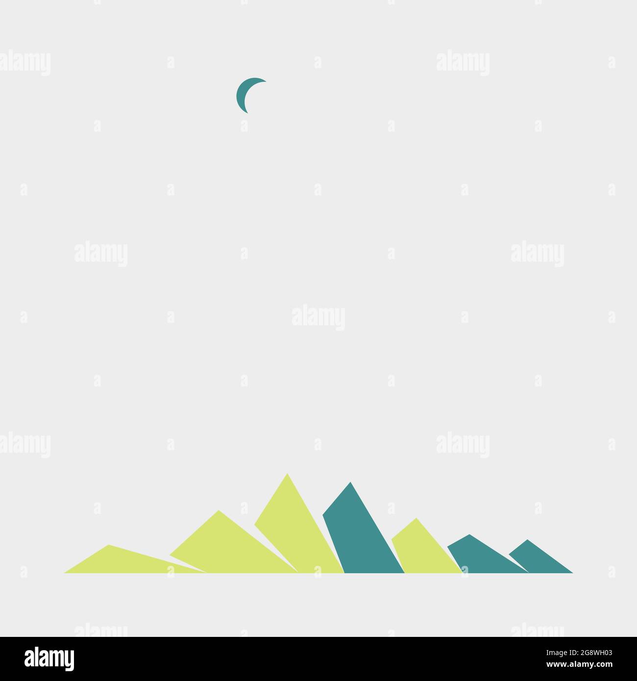 Geometric Mountains silhouette generative art poster illustration Stock ...