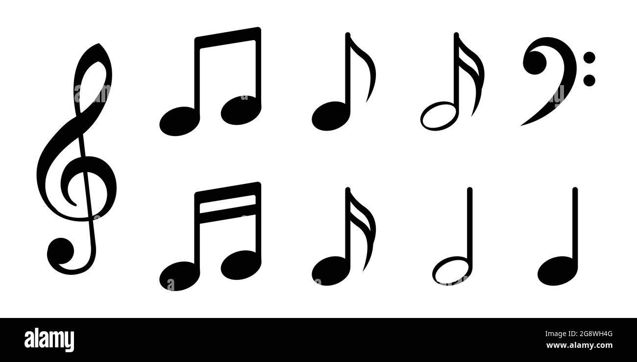 Set of musical note icons. Vector illustration isolated on white ...
