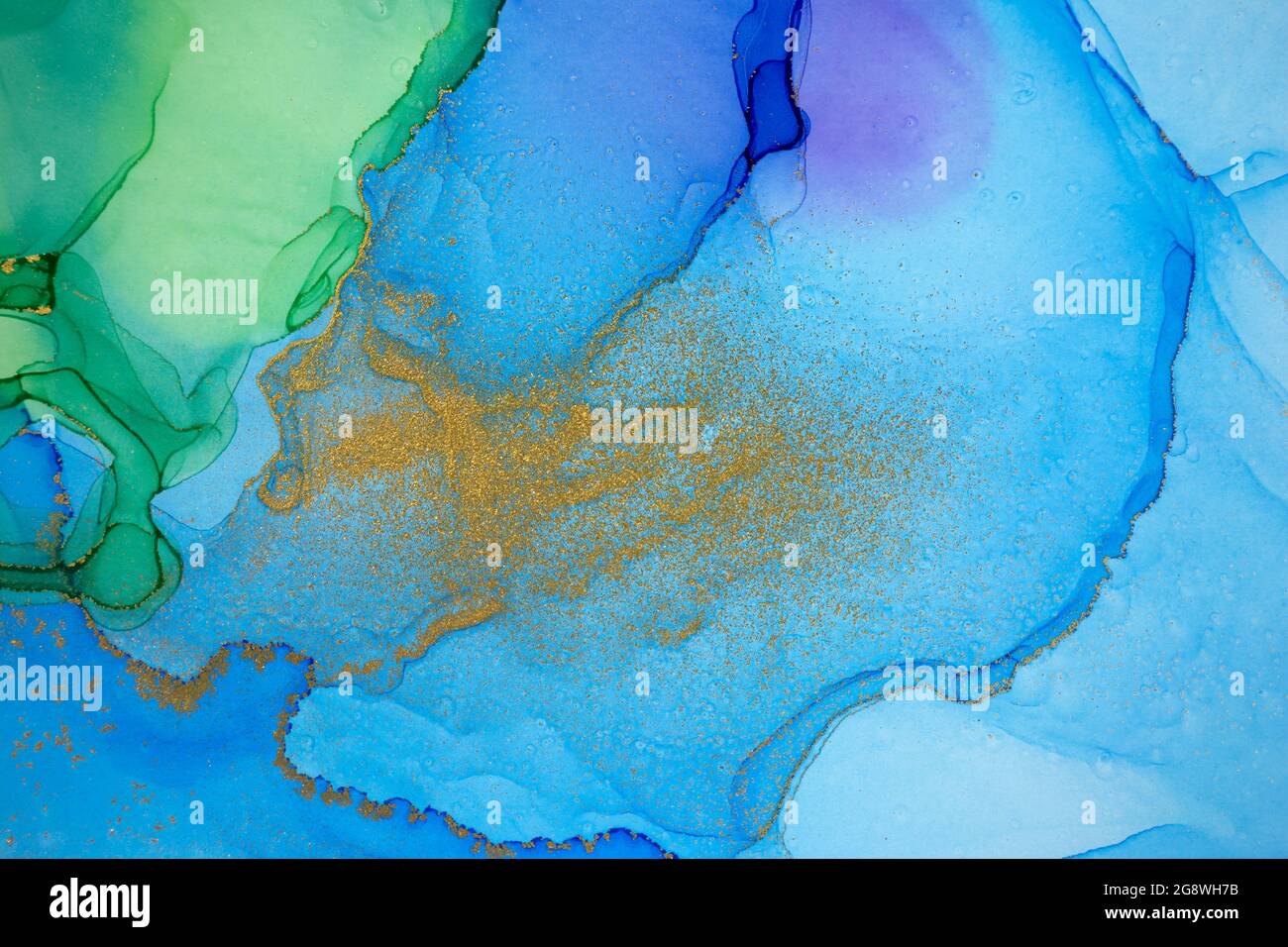 Watercolor green and blue abstract stains background. Ink gradient ...