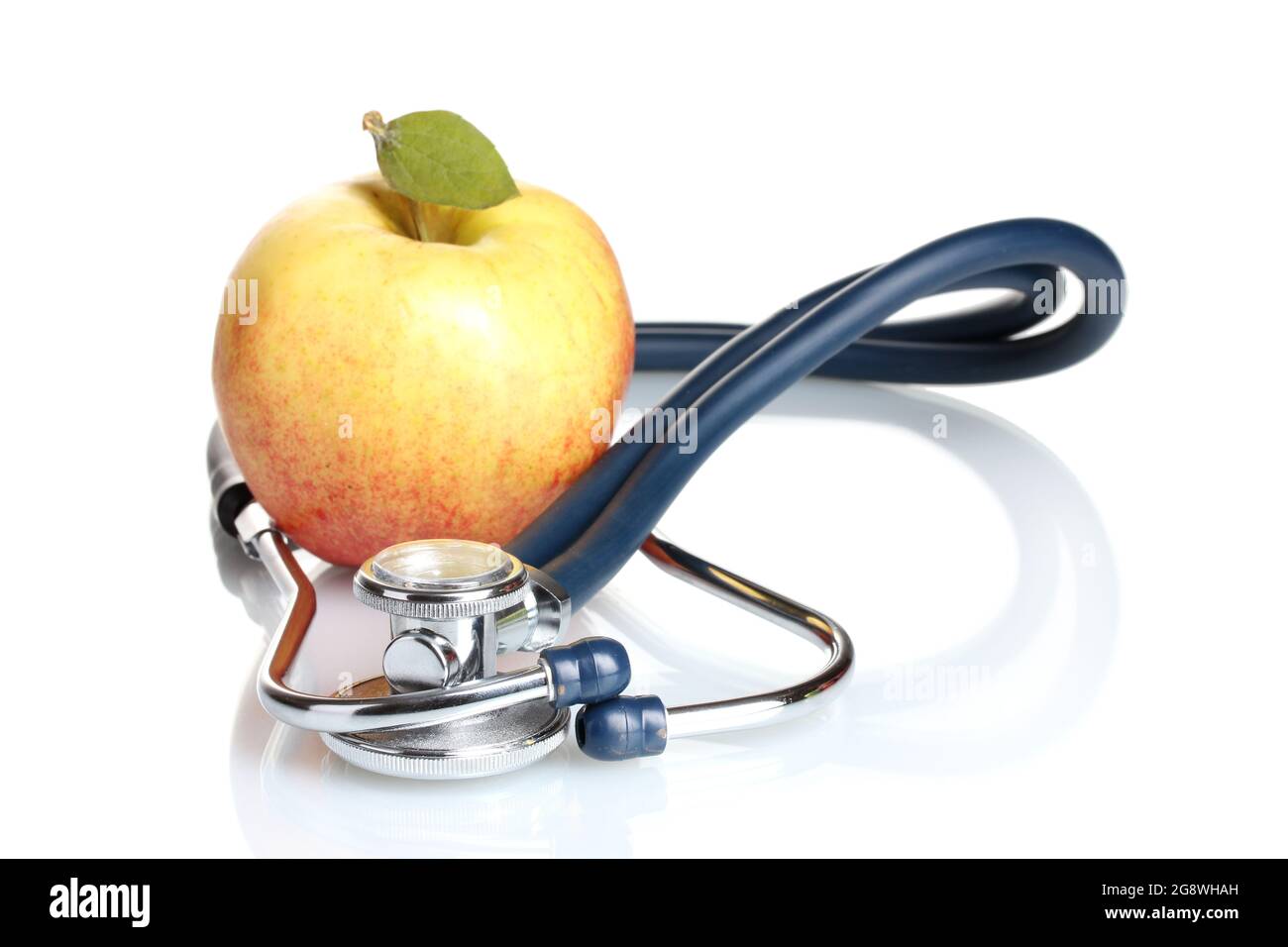 Medical stethoscope and apple isolated on white Stock Photo - Alamy