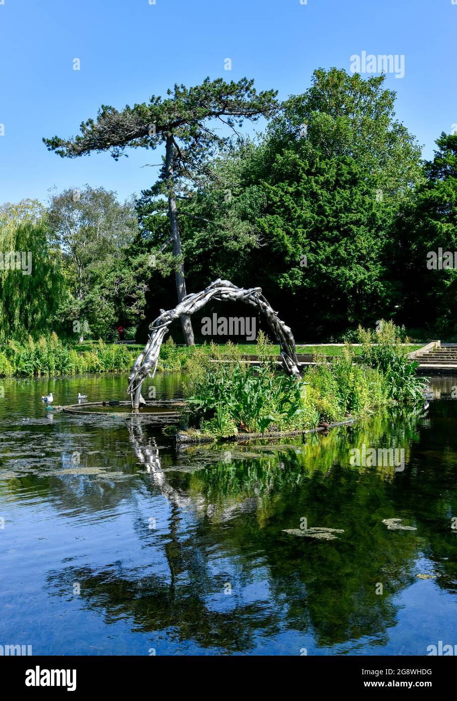 The semi-circular Continuum sculpture in Alexandra Park, Hastings. The ...