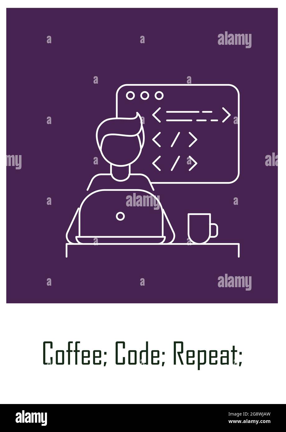 Birthday wishes for programmer postcard with linear glyph icon Stock ...