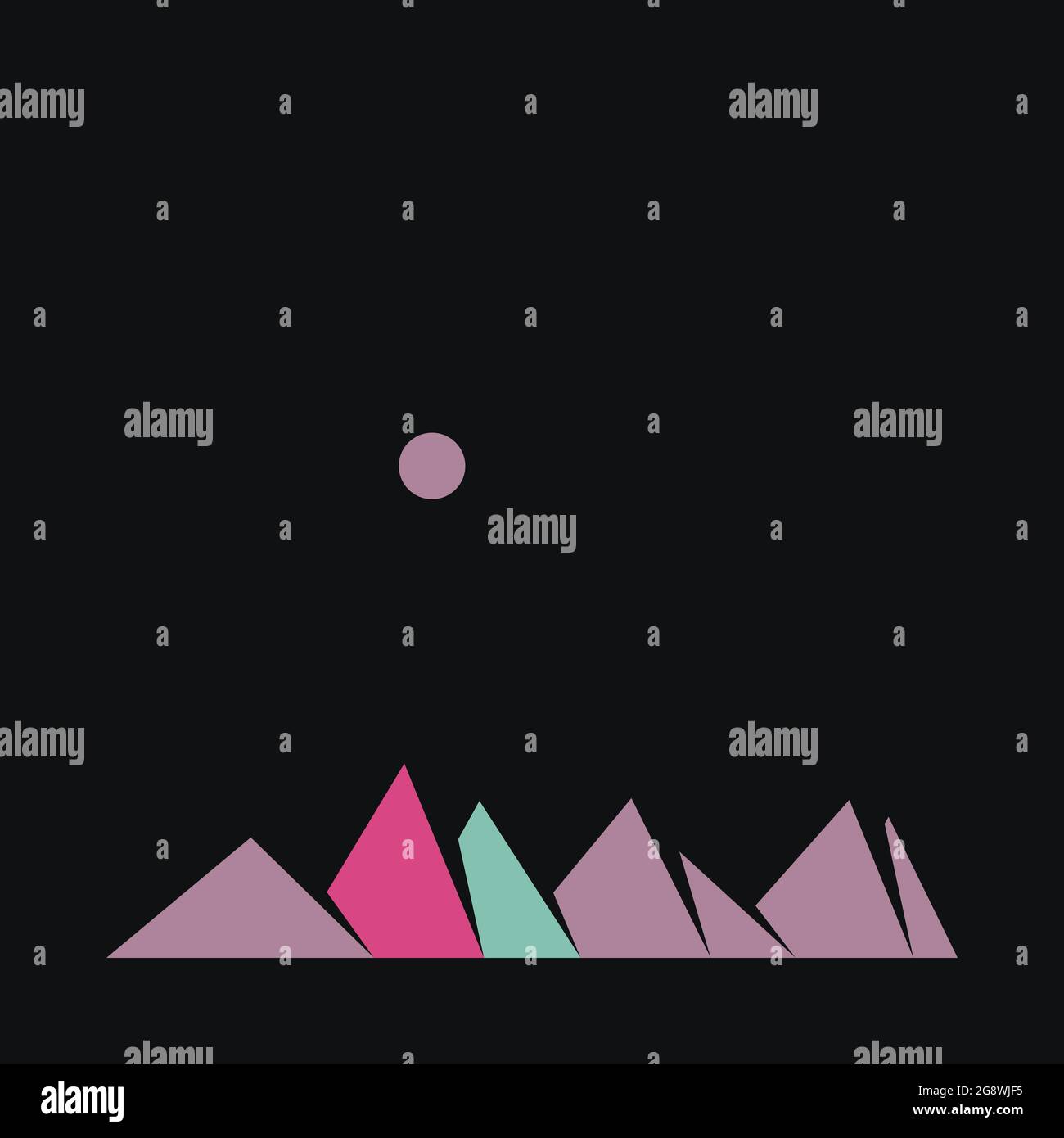 Geometric Mountains silhouette generative art poster illustration Stock ...