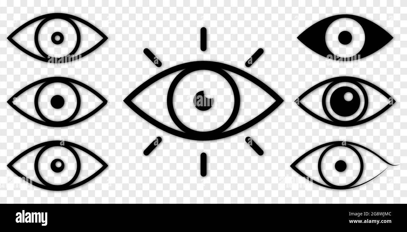 Set of eye icon. Eyesight symbol. Vector silhouette isolated on ...