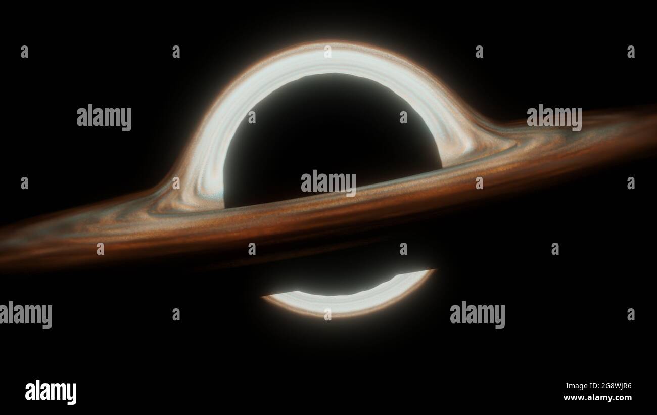 Black hole Slowly rotating in Space. The event horizon of black hole ...