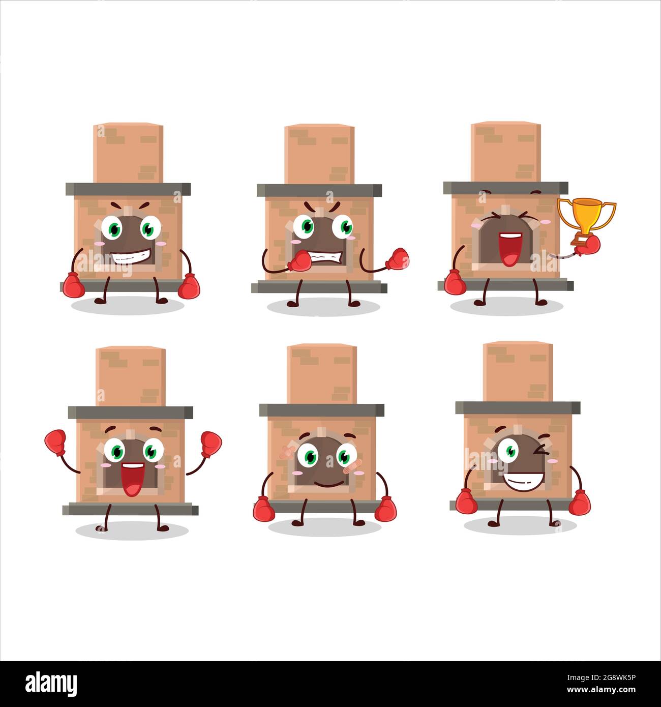 A sporty house fireplaces boxing athlete cartoon mascot design. Vector ...