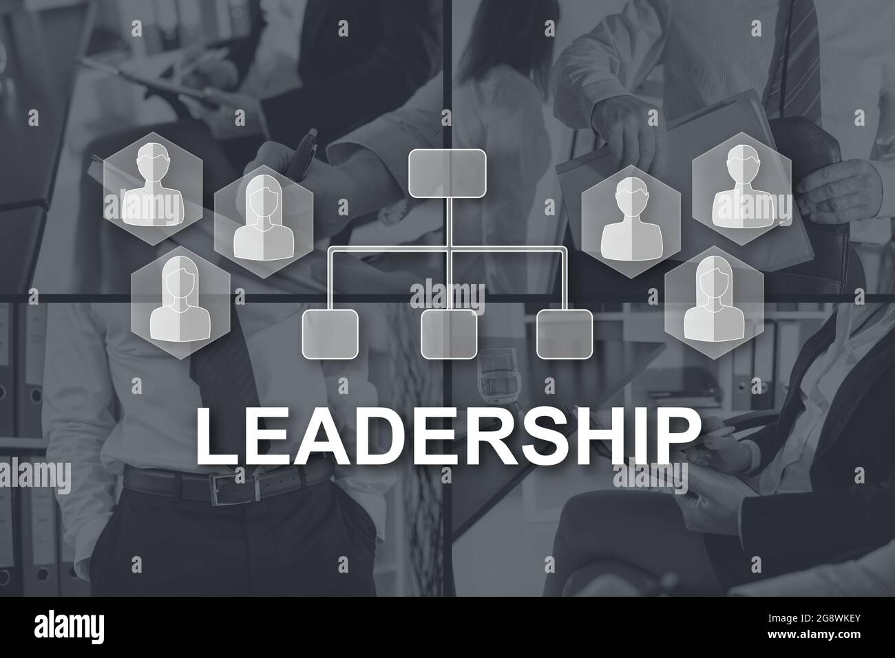 Leadership concept illustrated by pictures on background Stock Photo ...
