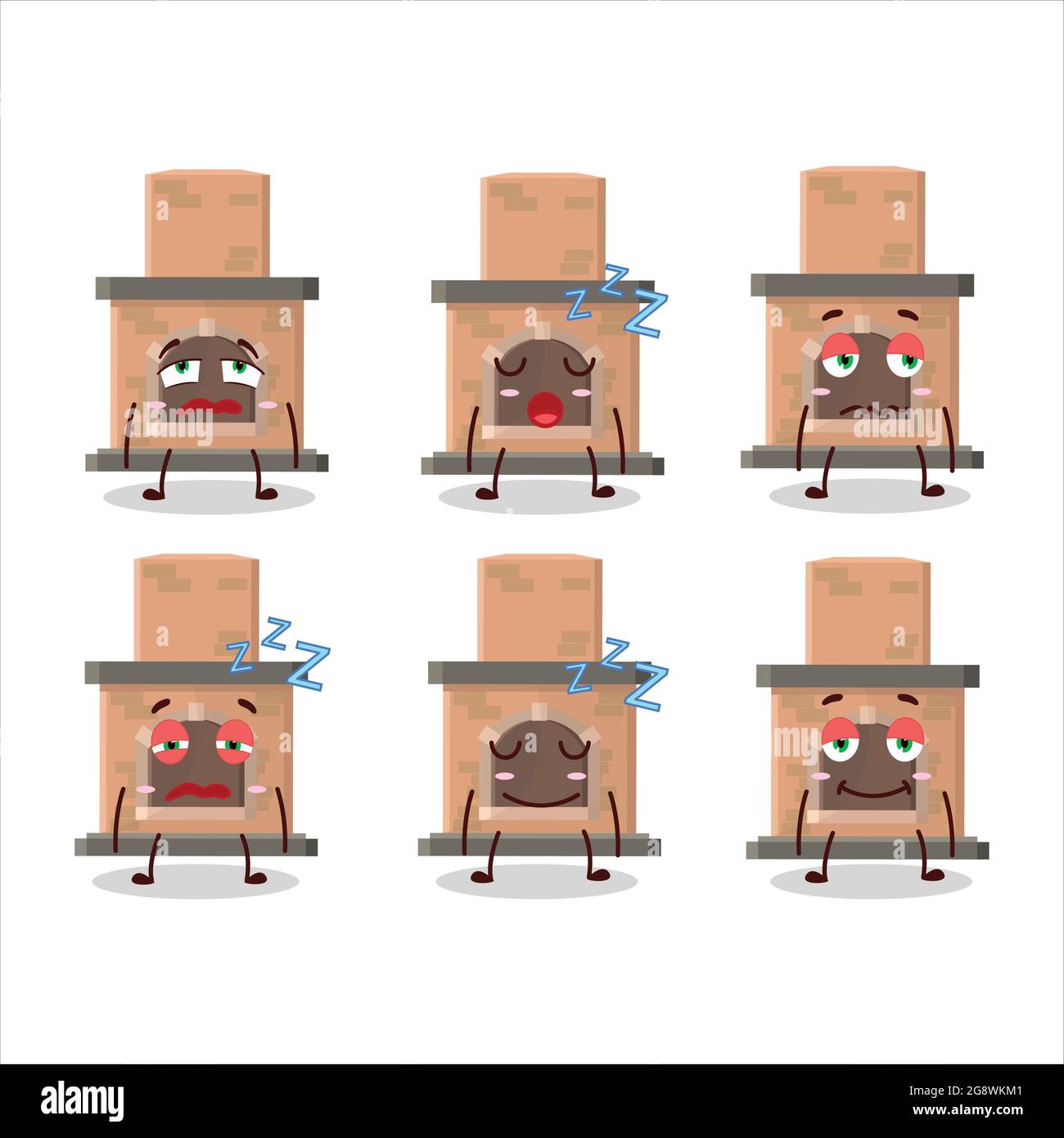 Cartoon character of house fireplaces with sleepy expression. Vector ...