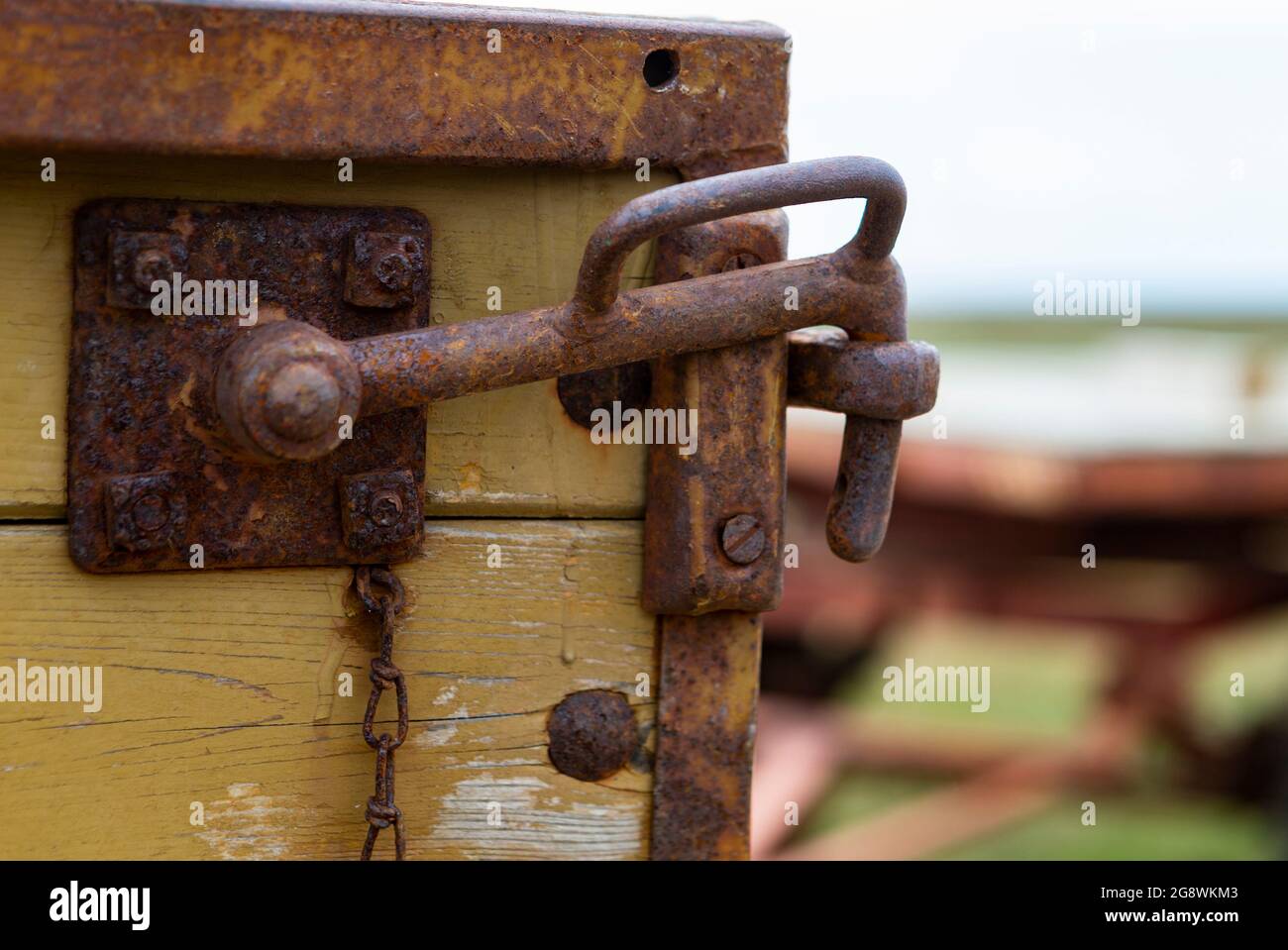 The photo shows the detail of a lock of a trailer Stock Photo - Alamy