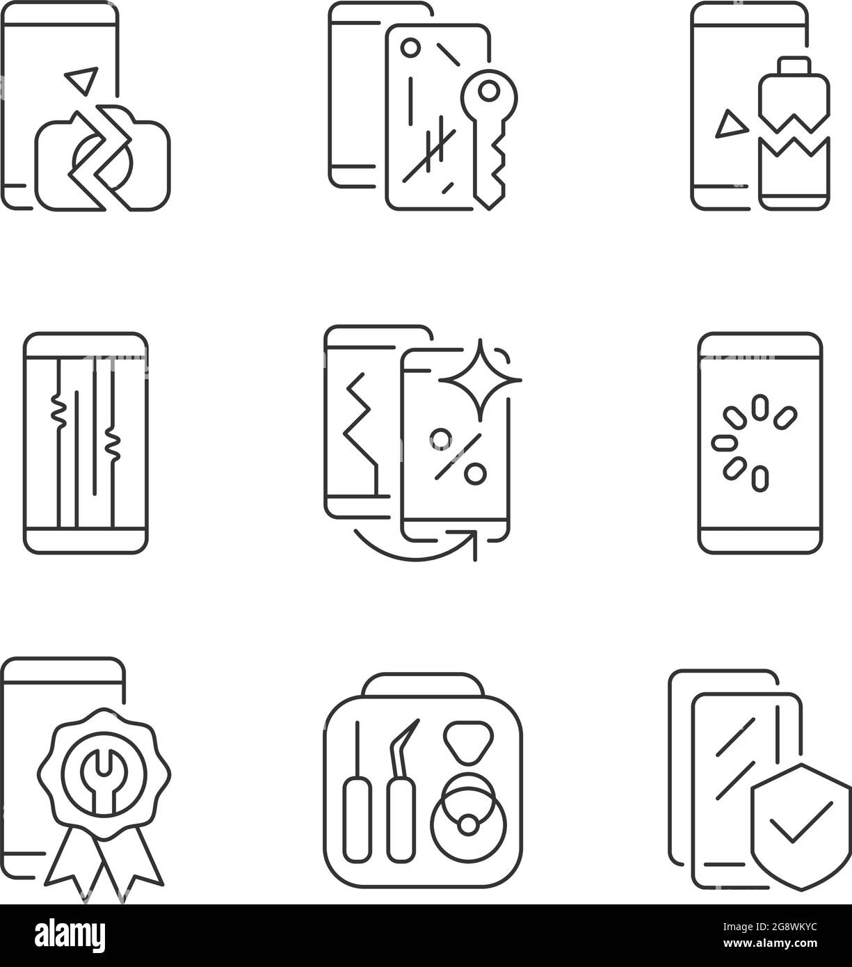 Phone repair linear icons set Stock Vector Image & Art - Alamy