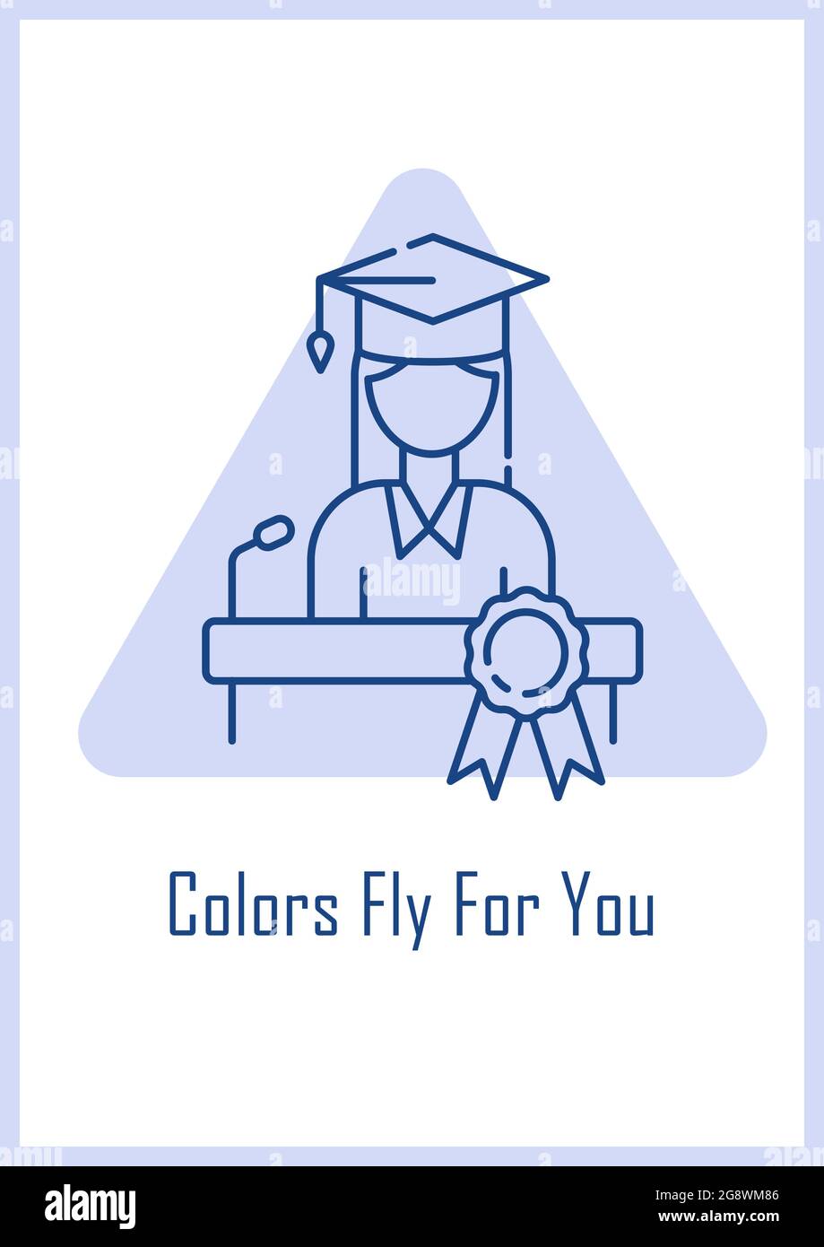 Farewell message to graduating students postcard with linear glyph icon ...