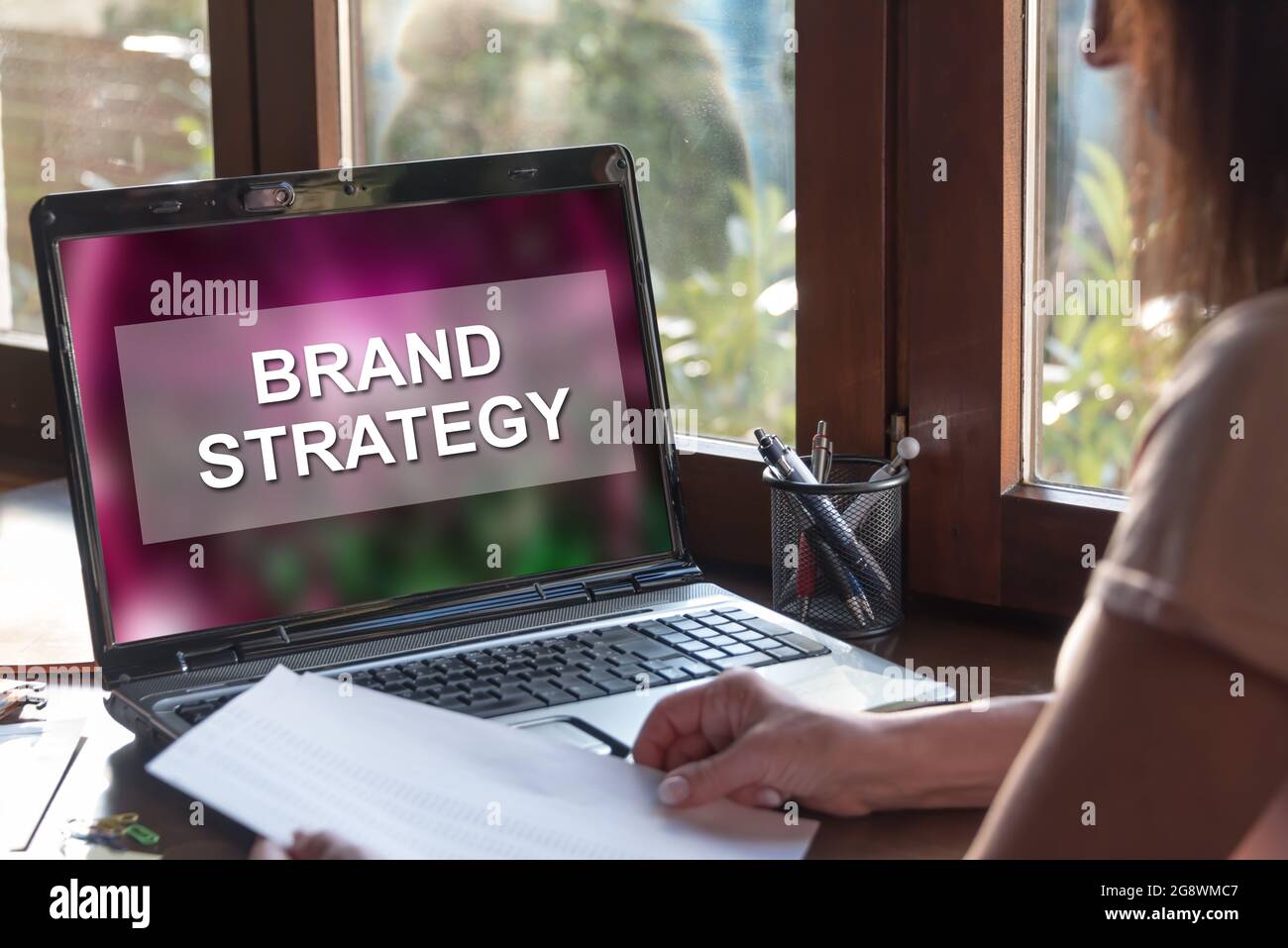 Laptop screen displaying a brand strategy concept Stock Photo - Alamy