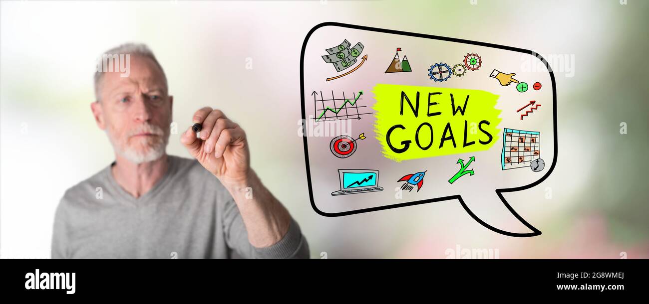 New goals concept drawn by a man Stock Photo - Alamy