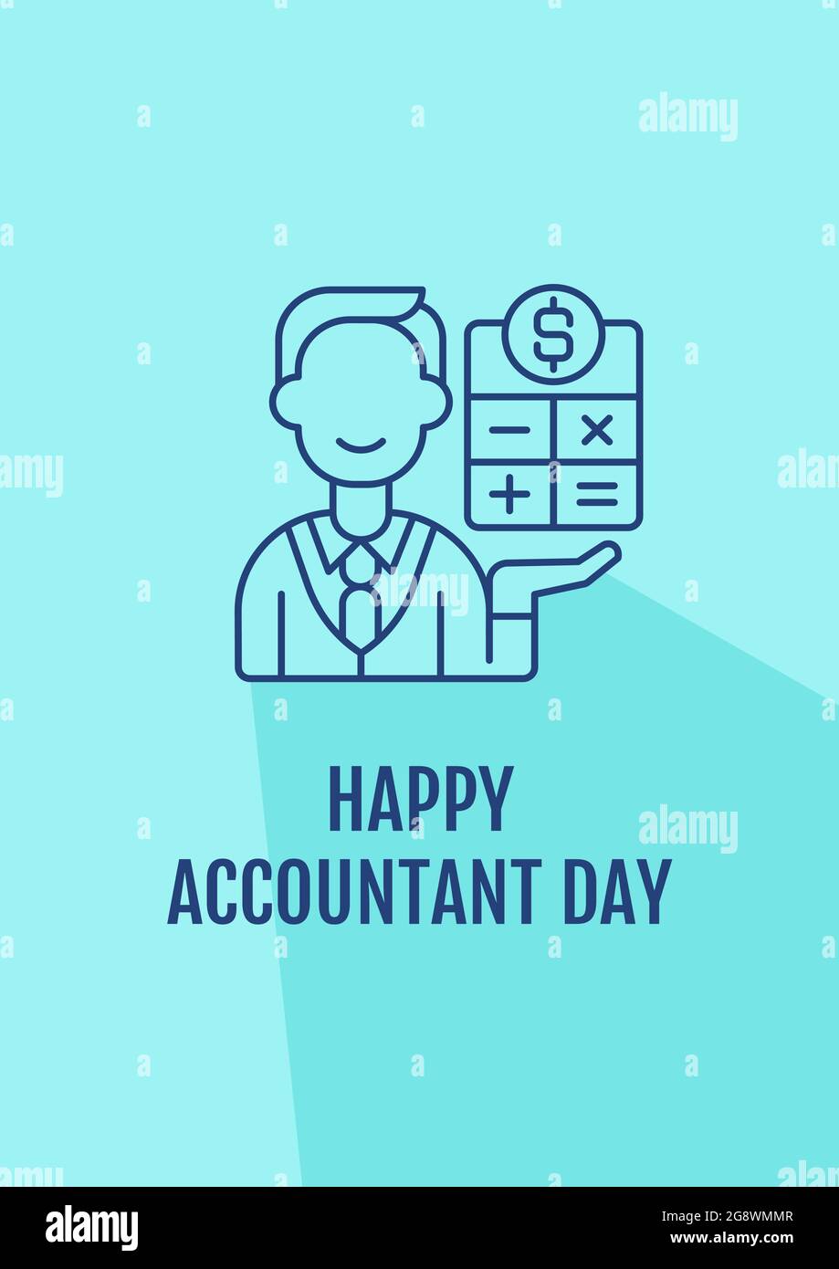 Congratulations to accountants postcard with linear glyph icon ...