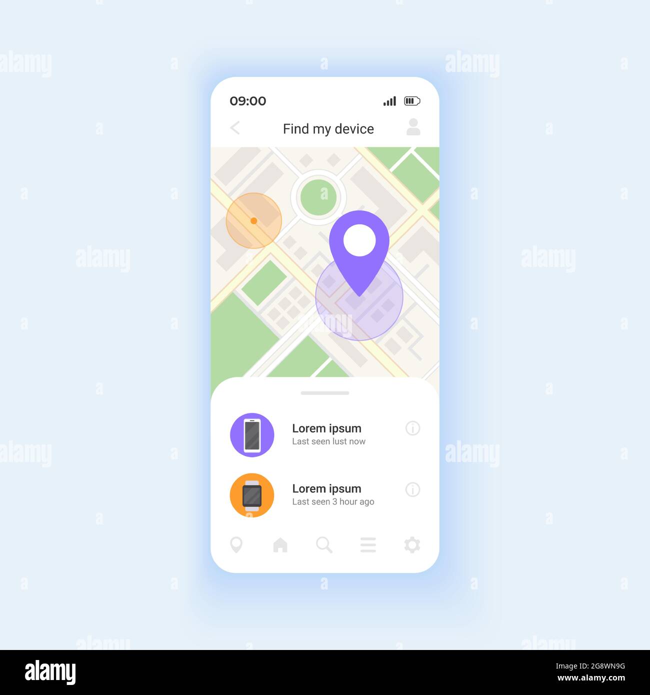 Showing phone location smartphone interface vector template Stock Vector Image & Art - Alamy