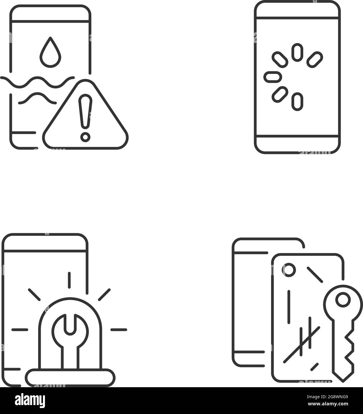 Usual mobile phone problems linear icons set Stock Vector Image & Art ...