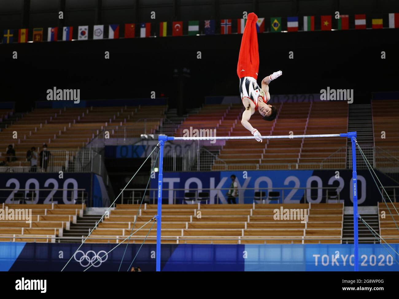 Japanese gymnast Kohei Uchimura takes part in official practice for the ...