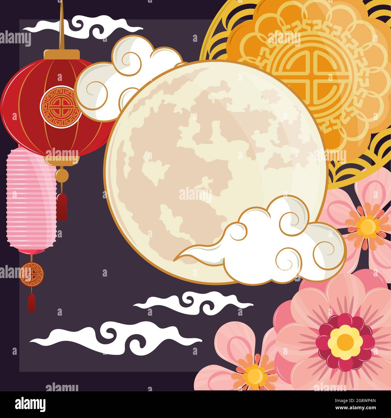 chinese moon flowers Stock Vector Image & Art - Alamy