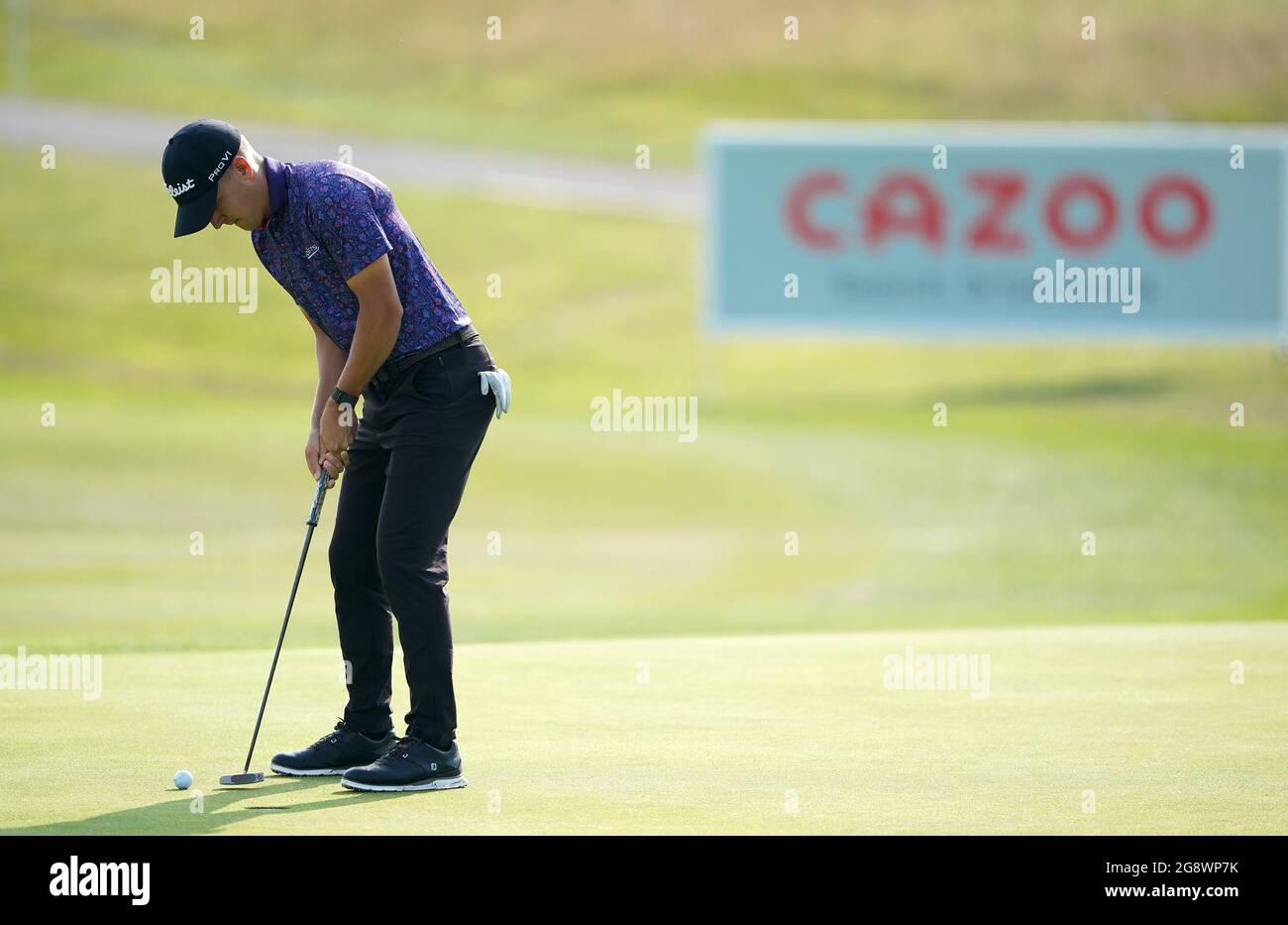 USA's Tyler Koivisto on the fourth green during day two of the Cazoo ...