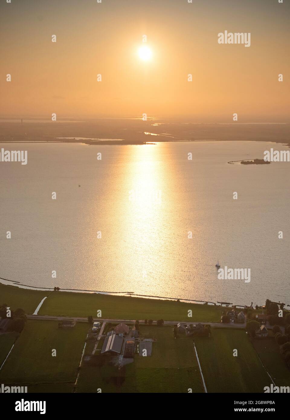 Aerial view over Friesland, one of the northern provinces of the ...