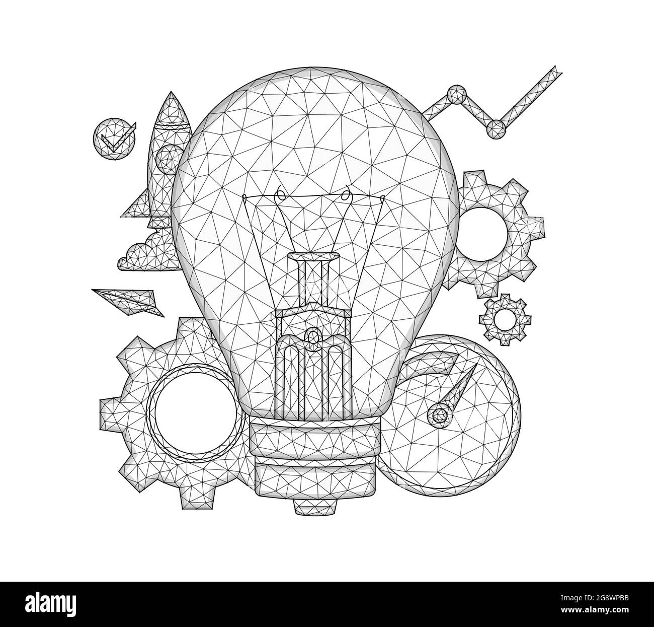 Idea generation concept art. Polygonal vector illustration of a light ...