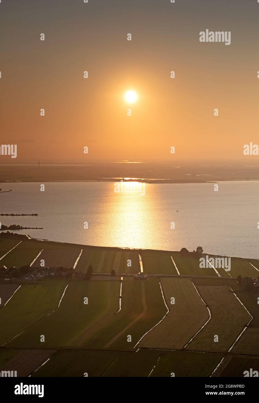 Aerial view over Friesland, one of the northern provinces of the ...