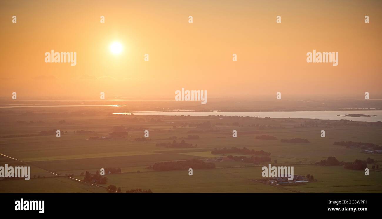Aerial view over Friesland, one of the northern provinces of the ...