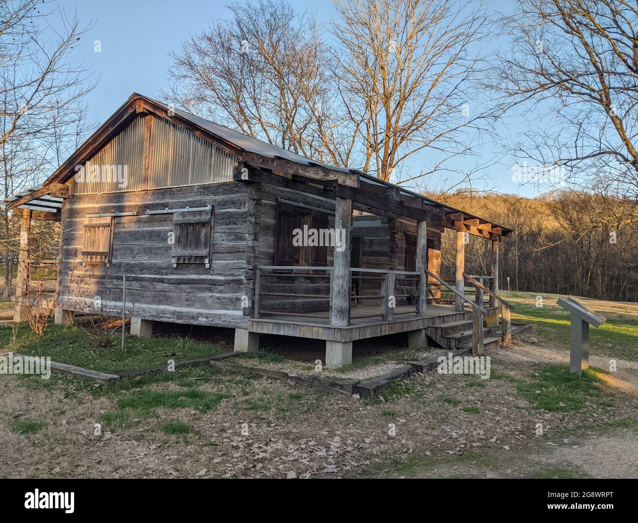 Wooden cabin in a forest under the sunlight and a blue sky Stock Photo ...