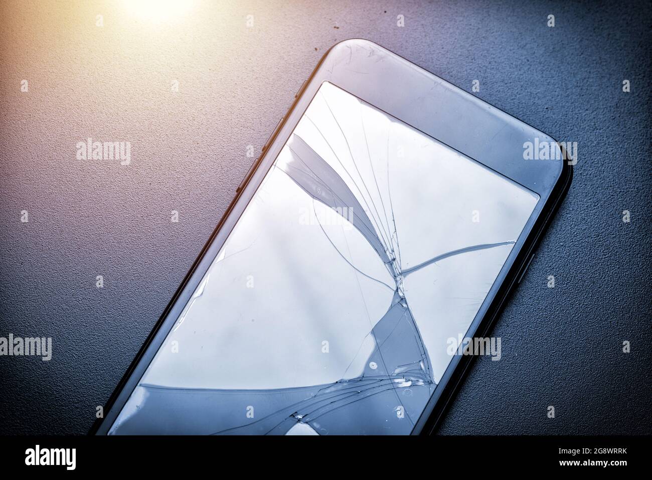closeup broken tempered glass screen protector for smartphone Stock ...